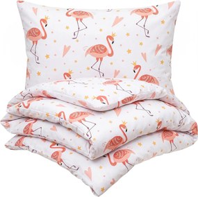 4Home Dětské bavlněné povlečení Flamingo, 140 x 200 cm, 70 x 90 cm