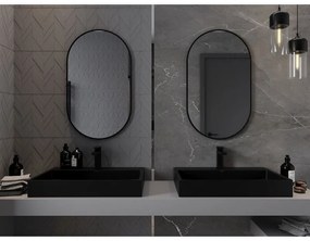 Mexen Loft, oválné koupelnové zrcadlo 85 x 50 cm, barva rámu černá matná, 9851-085-050-000-70