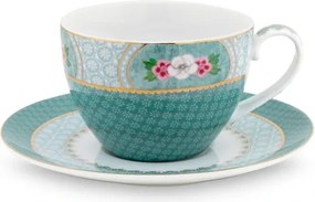 Pip Studio Blushing Birds 2ks cappuccino hrnků 280ml s talířky, modrá