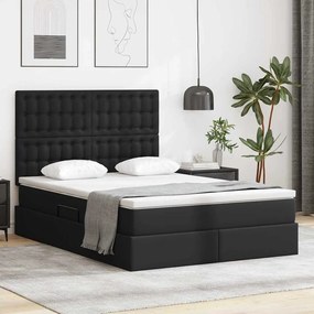 Postel s úložným prostorem s čelo Černá 140 x 200 cm Umělá kůže 3371669