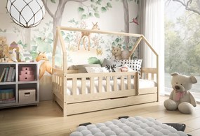 Moderní dětská postel Albion 160x80 Domeček, borovice