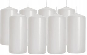 BISPOL 20686 Sloupové svíčky, neparfémované, bílé - sada 8 ks