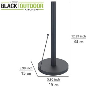 Černý kovový držák na kuchyňské role Wenko Black Outdoor Kitchen Clayton