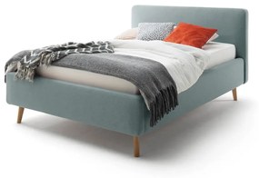 Modrošedá čalouněná dvoulůžková postel s úložným prostorem s roštem 140x200 cm Mattis – Meise Möbel