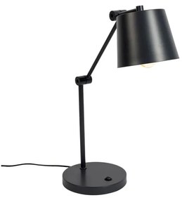 Černá stolní lampa s kovovým stínidlem (výška 60 cm) Hajo – White Label
