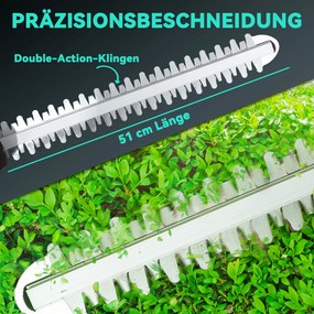 Outsunny Elektrický nůžky na živý plot, akumulátorové elektrické nůžky na živý plot s délkou střihu 51 cm, motor, akumulátor, modrý