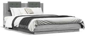 vidaXL Rám postele s čelem šedý sonoma 140 x 200 cm kompozitní dřevo