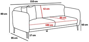 Hanah Home Třímístná pohovka VENUS šedá 210 cm 825BLC2755
