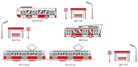 Sada dopravních prostředků (MHD) - samolepka na zeď