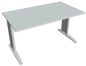 Stůl pracovní rovný 140 cm - Hobis Cross CS 1400 Dekor stolové desky: šedá, Dekor lamino podnože: bílá, Barva nohou: Stříbrná