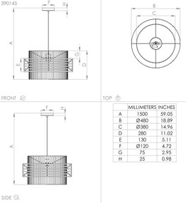 Eglo 390145 - Lustr na lanku OLTAMAR 1xE27/40W/230V pr. 48 cm krémová
