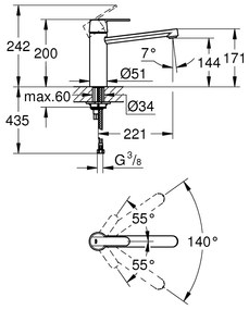 GROHE Get - Páková dřezová baterie, chrom 30196000