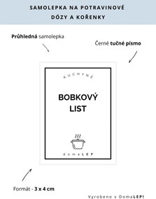 Samolepka na kořenky BOBKOVÝ LIST průhledná 3 × 4 cm tučné písmo