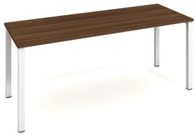 Stůl jednací rovný 180 cm - Hobis Uni UJ 1800 Dekor stolové desky: ořech, Barva nohou: bílá