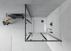 Mexen Rio čtvercová sprchová kabina 70 x 70 cm, transparentní, černá + vanička Flat, bílá - 860-070-070-70-00-4010B