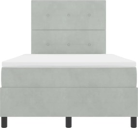 Postel s boxspringem s čelo Světle šedá 120 x 190 cm samet 3339818
