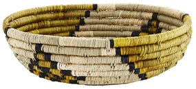 Kulatý košík Seagrass Natural Lime Black 40cm, žlutá barva, černá barva, přírodní barva