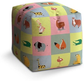 Sablio Taburet Cube Zvířátka ze Zoo: 40x40x40 cm