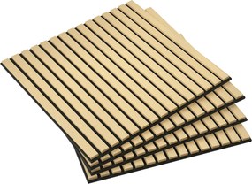 HOMCOM Sada akustických panelů 4 kusy 60 x 60 x 2.1 cm s dřevěným vzhledem jako zvuková izolace pro studia a kanceláře | Aosom
