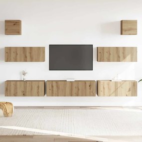 Sada 7 kusů nástěnné TV skříňka dub artisan kompozitní dřevo 3329212