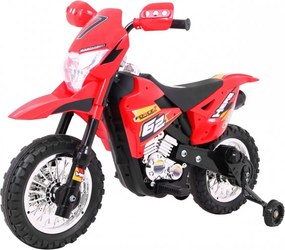 Ramiz Dětská motorka Cross na baterie červená + pomocná kolečka + LED zvuky