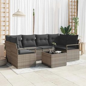 Set pohovek 7 ks 6-Počet míst Šedá polyratan 3346279