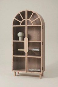 Vitrína v dekoru jasanu ve světle přírodní barvě 90x195x40 cm Sandor – Jotex