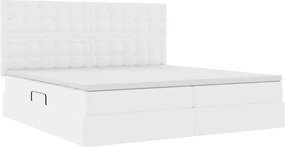 Postel s úložným prostorem Úplně bílá 200 x 200 cm Umělá kůže 3371682