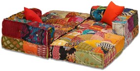 vidaXL Marketos 3místný modulární pouf patchwork textil