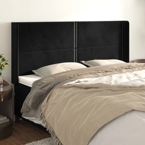 Čelo postele typu ušák černé 203x16x118/128 cm samet 3119508