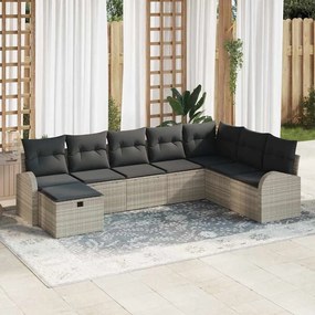 Set pohovek 8 ks Světle šedá polyratan 3359131