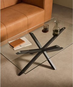 Černý konferenční stolek se skleněnou deskou 70x130 cm Argo – Kave Home