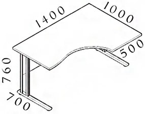 Ergonomický stůl Visio 140 x 100 cm, pravý / Javor