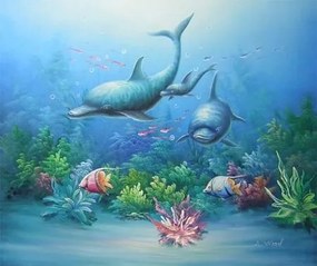 Tři delfíni - 50 x 60 cm
