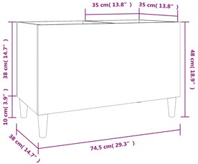 Skříňka na LP desky kouřový dub 74,5x38x48 cm kompozitní dřevo - Default Title