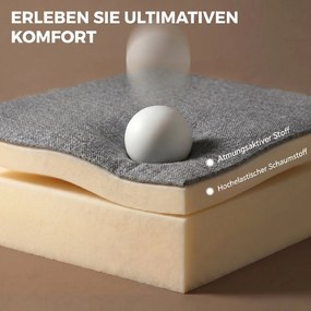 HOMCOM polstrované houpací křeslo s efektem lnu a bederním polštářem, vysoké opěradlo, dvouvrstvé sedadlo 72 cm, světle šedé