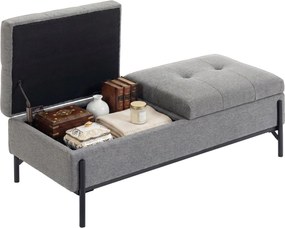HOMCOM úložná lavice, lněný taburet s 2 přihrádkami a bezpečnostními panty, extra polstrování — 117 x 50 x 44 cm, šedá | Aosom