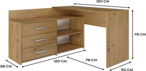 FALCO Psací stůl s komodou Dado dub artisan