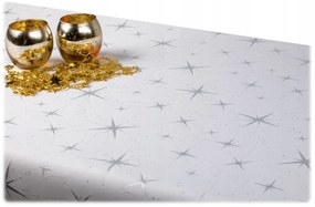 Voděodolný, oboustranný Vánoční ubrus, více rozměrů, hvězdy, bílá-stříbrná Barva: Bílá/stříbrná, Rozměr: 110x150cm