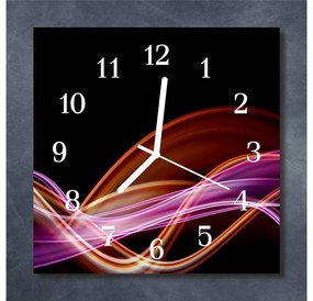 Nástěnné hodiny obrazové na skle - Abstrakt růžovooranžový