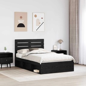 Rám postele s čelo Černá 135 x 190 cm Masivní borové dřevo 3411424