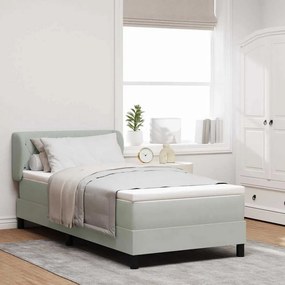 Postel s boxspringem s čelo Světle šedá 90 x 190 cm samet 3340310