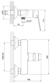 Aqualine Aqualine, SINTRA nástěnná sprchová baterie, chrom, SX011