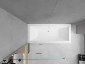 Mexen Cube obdélníková vana 180 x 80 cm s opláštěním a dvoukřídlou zástěnou 100 cm, transparentní, chromová
