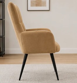 křeslo relaxační, s podnožkou, odpočinkové, ušák, kov/samet, 98x63x69 cm, černá/hnědá, Dekorino KR20260020