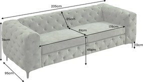 Designová sedačka Rococo 235 cm tmavě zelený samet