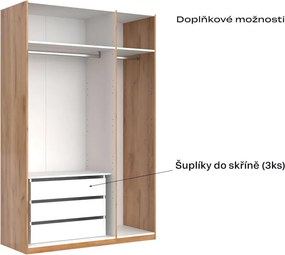 Skříň 3D se zrcadlem série N, dub kraft / bílá Asti