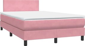 Box spring postel s matrací a LED růžová 120x220 cm samet 3316736
