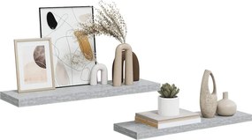 Plovoucí nástěnné police 2 ks betonově šedé 80x23,5x3,8 cm MDF 326601