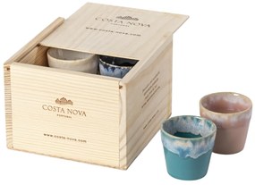 Dřevěný box s 8 barevnými šálky na lungo COSTA NOVA GRESPRESSO 0,21 l